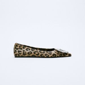 Zara | Shoes | Zara Embellished Leopard Print Ballet Flat Nwt | Poshmark